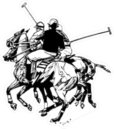 Black And White Polo Players Sticker