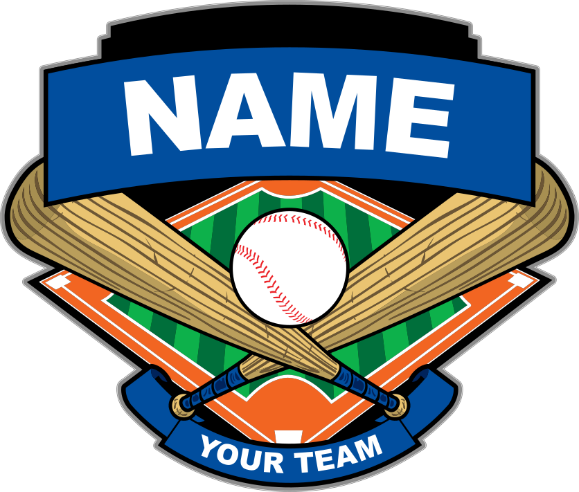 Custom Baseball Sticker with Bats and Diamond