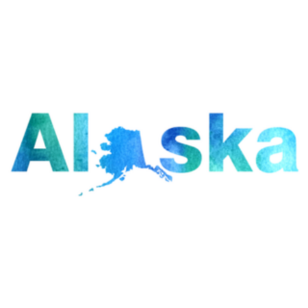 Blue Watercolor Creative Alaska State Lettering Sticker