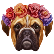 Boxer Floral Crown Sticker