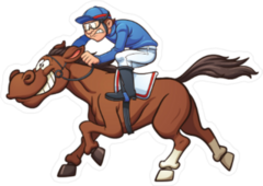 Brown Cartoon Derby Horse Sticker