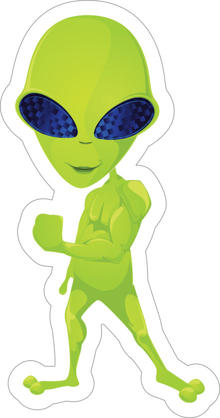 Buff Green Alien Sticker - Fast Shipping & No Minimums