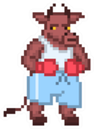 Bull Boxing, Pixel Art Character Sticker