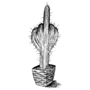 Cactus Giving The Middle Finger Sketched Sticker
