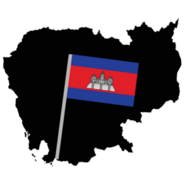 Cambodia Black Map Flag Sticker