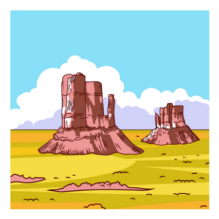 Cartoon Colorful New Mexico Desert Landscape Sticker