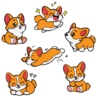 Cartoon Corgi Sticker Sheet