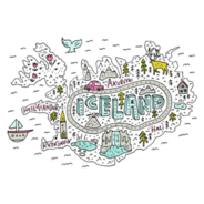 Cartoon Map Iceland Sticker