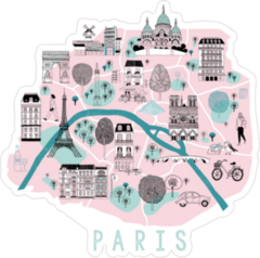 Cartoon Map Of Paris Sticker