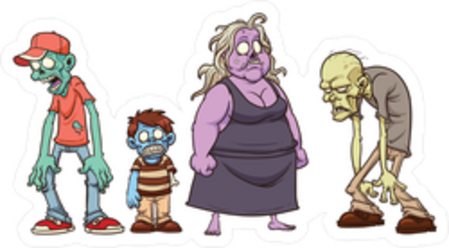 Cartoon Zombies Family Sticker