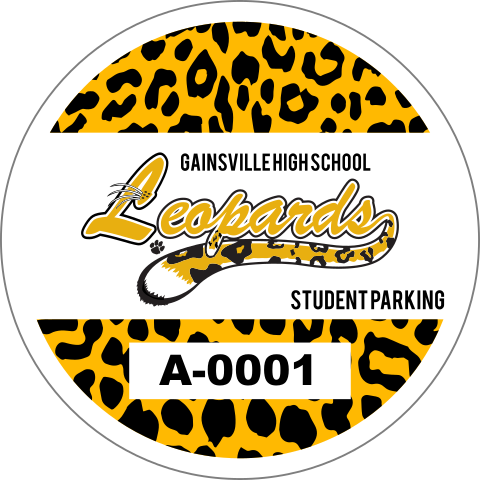 Cat Spot Pattern Circle School Parking Permit Sticker