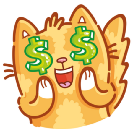 Cat With Dollar Sign Eyes Sticker