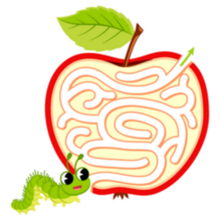 Caterpillar Find Path Through Apple Maze Sticker