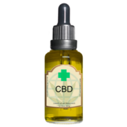 Cbd Oil Bottle Isolated On White Sticker