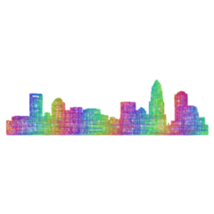 Charlotte North Carolina City Skyline Multicolor Sticker