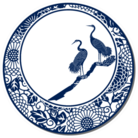 Chinese Traditional Blue And White Porcelain Cranes Sticker