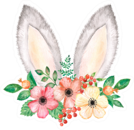 Christ Is Risen Watercolor Rabbit Ears Illustration Sticker