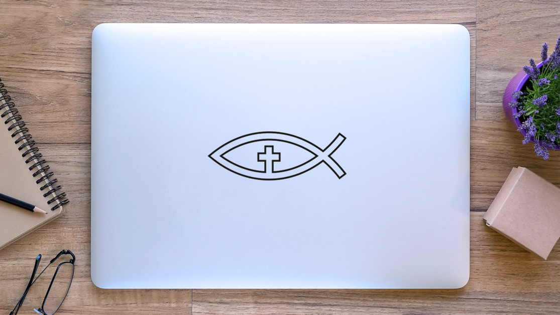 Christian Ichthus Fish With Cross Sticker