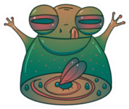 Chubby Green Toad Eats A Fly Sticker