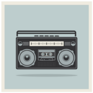 Classic 80s Boombox On Blue Sticker