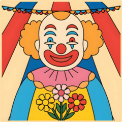 Clown Line Drawing Sticker