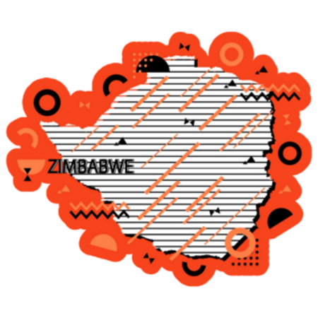 Colored Geometrical Zimbabwe Map Sticker