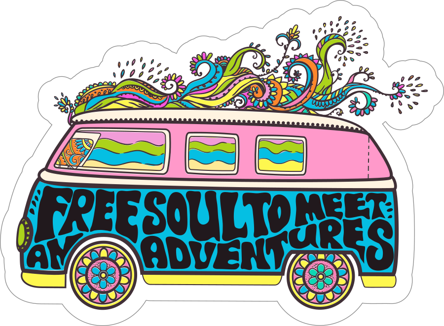 Colorful Hippie Bus Sticker Shipped Fast & Free!