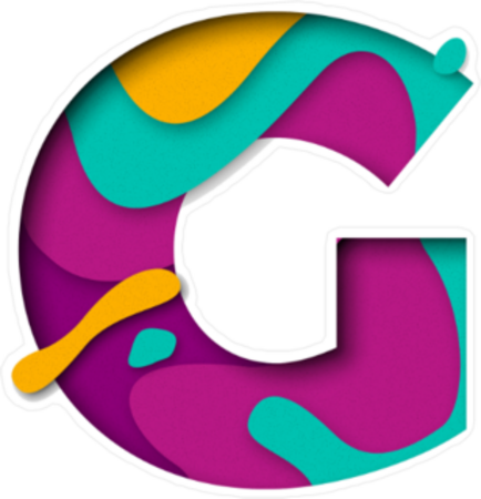 Colorful Paper Cut Letter G Sticker