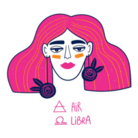 Colorful Pink Hair Libra Astrological Portrait Sticker