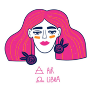 Colorful Pink Hair Libra Astrological Portrait Sticker
