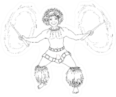 Coloring Book With Handsome Male Hula Dancer Sticker