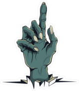 Comic Zombie Hand With Pointing Finger Sticker