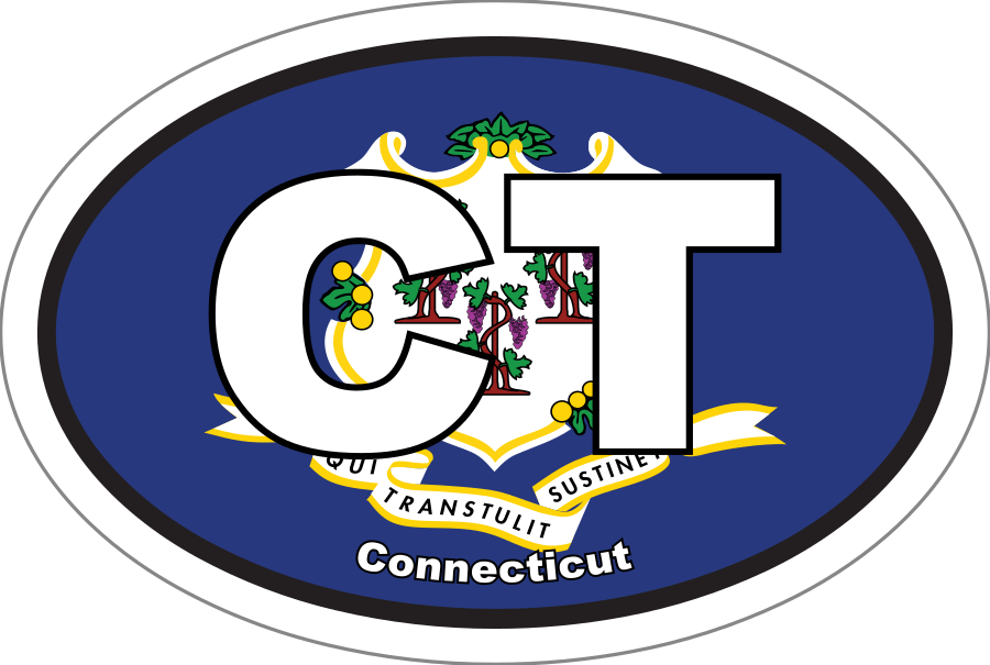 Connecticut Ct State Flag Oval Sticker Shipped Fast & Free!