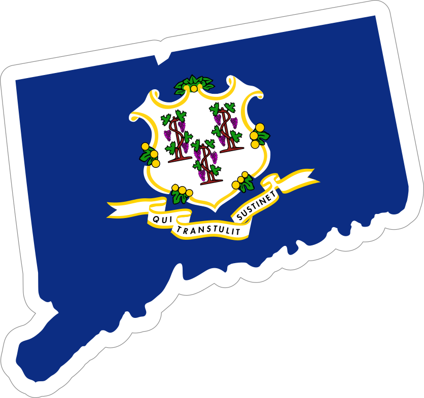 Order Your Connecticut Flag State Sticker Today - Free Shipping!