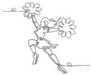 Continuous Line Drawing Cheerleader Sticker