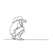 Continuous Line Drawing Woman Photographer Kneeling Sticker
