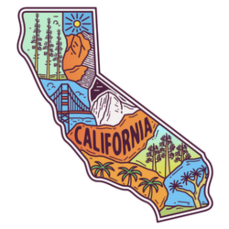 Cool California Map Illustration Sticker