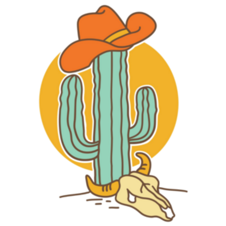 Cowboy Cactus Hand Drawn Sticker
