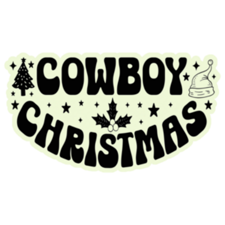 Cowboy Christmas Hand Drawn Lettering Sticker