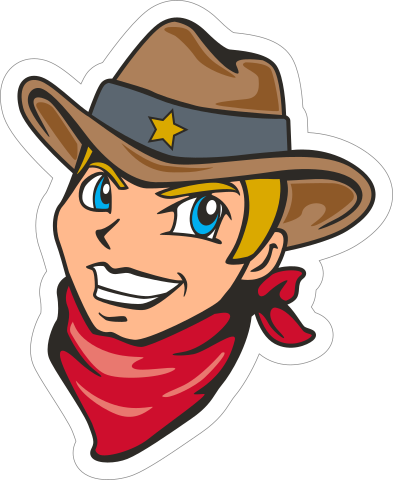 Cowboy Junior Sheriff Mascot Sticker Shipped Fast & Free!