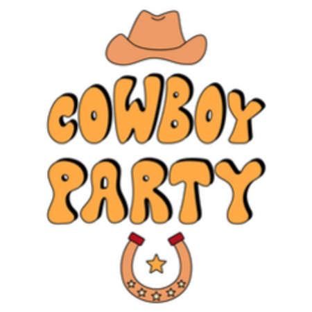 Cowboy Party Groovy Lettering Sticker