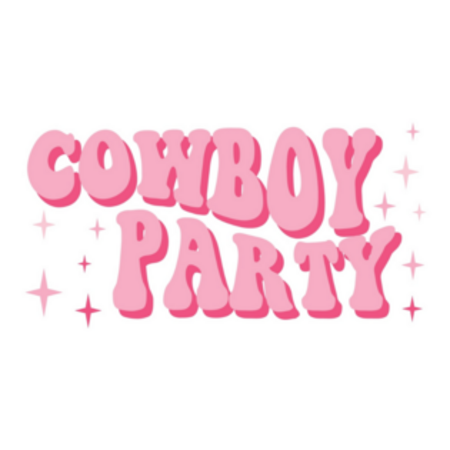 Cowboy Party Pink Lettering Sticker