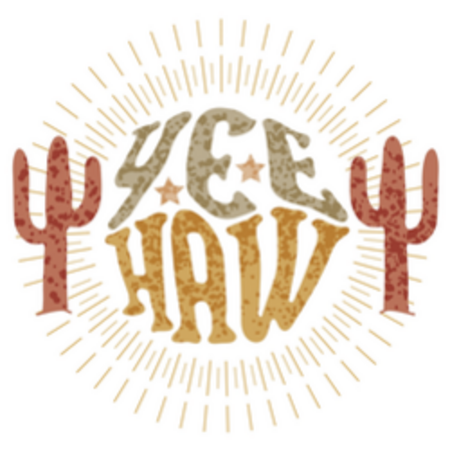 Cowgirl Lettering Yee Haw Cactus Sticker