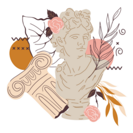 Creative Decorative Greek God Apollo And Plants Illustration Sticker
