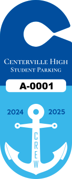 Oval School Hang Tag Parking Permit for Crew Rowing Team