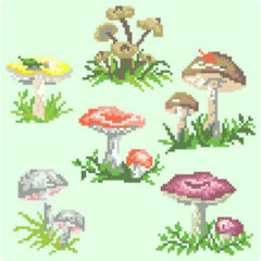 Cross Stitch Mushroom Sticker