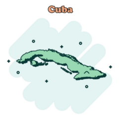 Cuba Cartoon Map Sticker