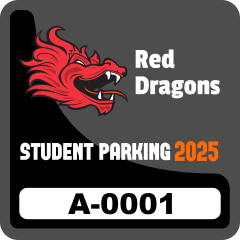 Square School Parking Permit Sticker with Curved Two Color Background