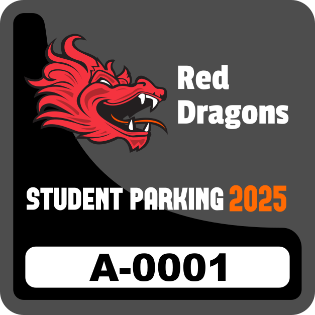 Curved Two Color Square School Parking Permits