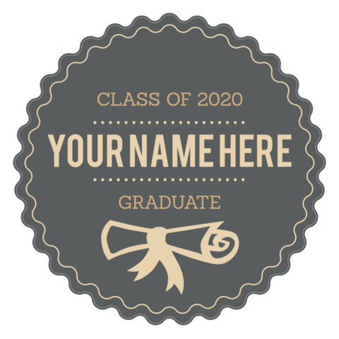 Custom 2020 Graduation Sticker with Scallop Edge and Your Text